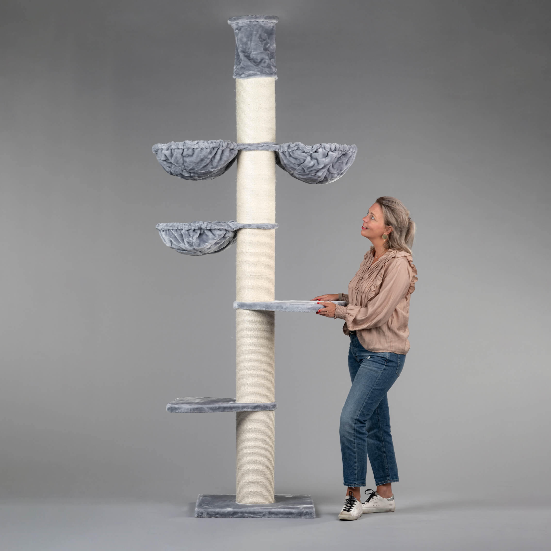 Maine Coon Tower Plus Light Grey - floor-to-ceiling Cat Tree from RHR Pets